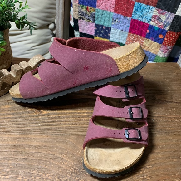 Birkenstock | Shoes | Birkis Marseille Suede Leather Sandals Purplesize ...